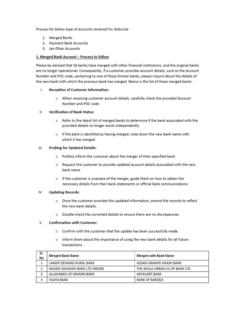 Disbursal Process for Merged and Payment Banks | PDF | Banks | Kerala