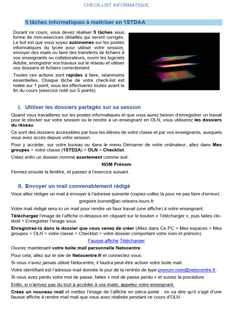 Tâches Informatiques en 1STDAA | PDF | Fichier informatique | Logiciel
