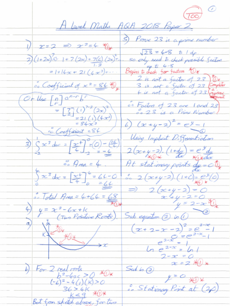 AQA 2018 Paper 2 Written Solutions | PDF