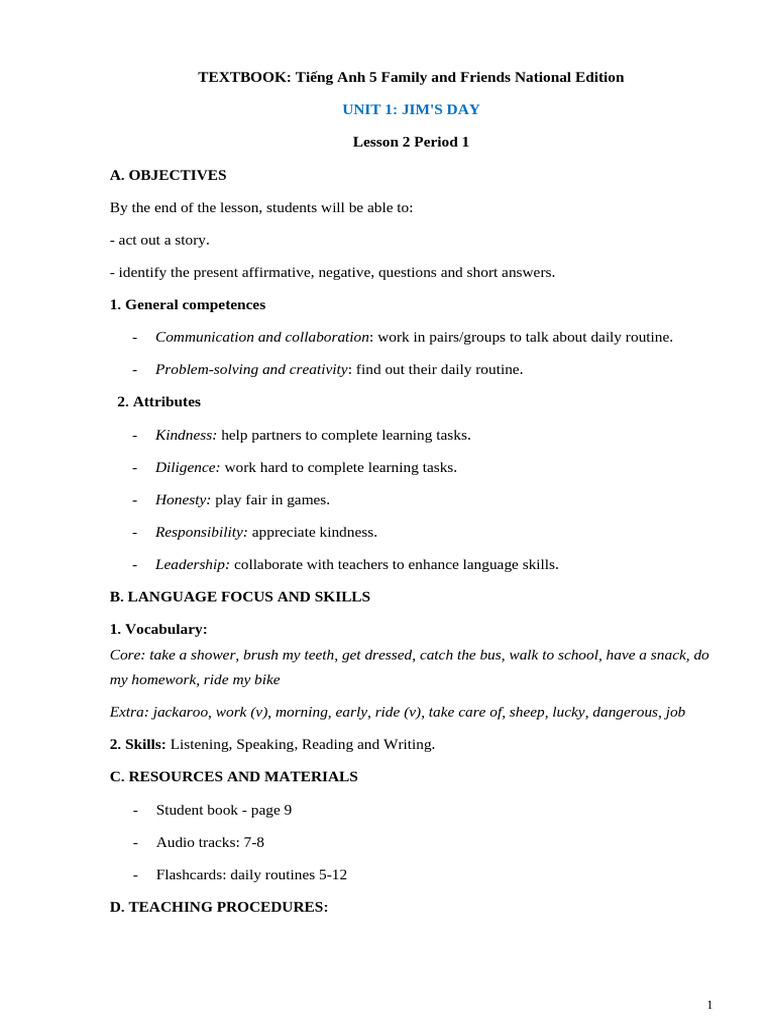 THANH TRÚC - UNIT 1 - LESSON 2.1 | PDF | Behavior Modification | Human Communication