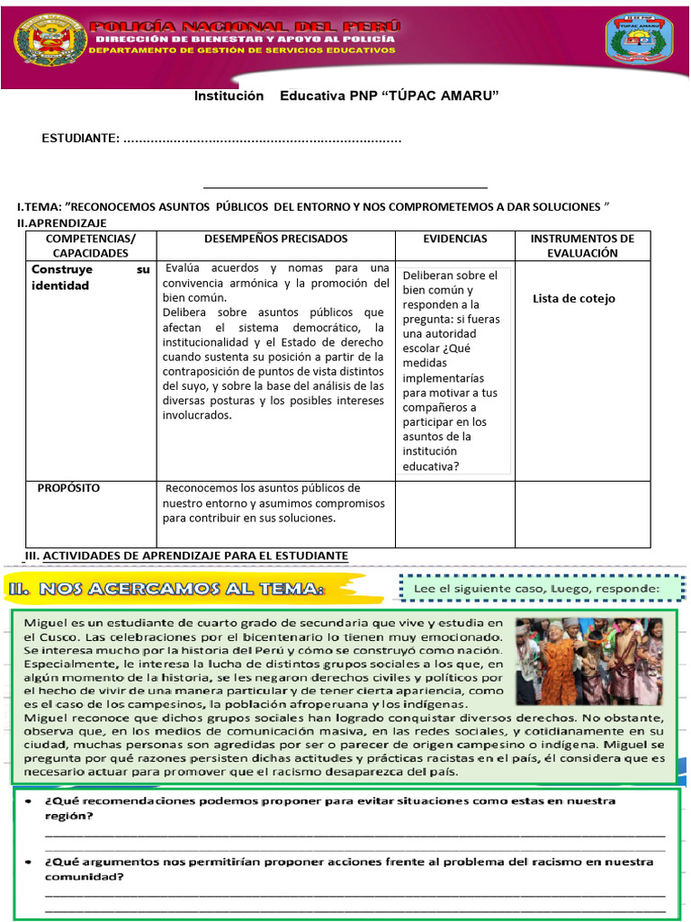 4to Grado DPCC Semana 01 IV Bim PDF | PDF | Cognición | Aprendizaje