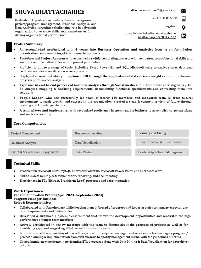 cv shuva | PDF | Business Analysis | Analytics