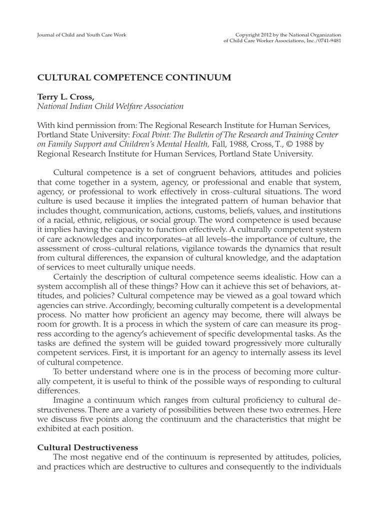 Cultural Competence Continuum | PDF | Politics And Race ...