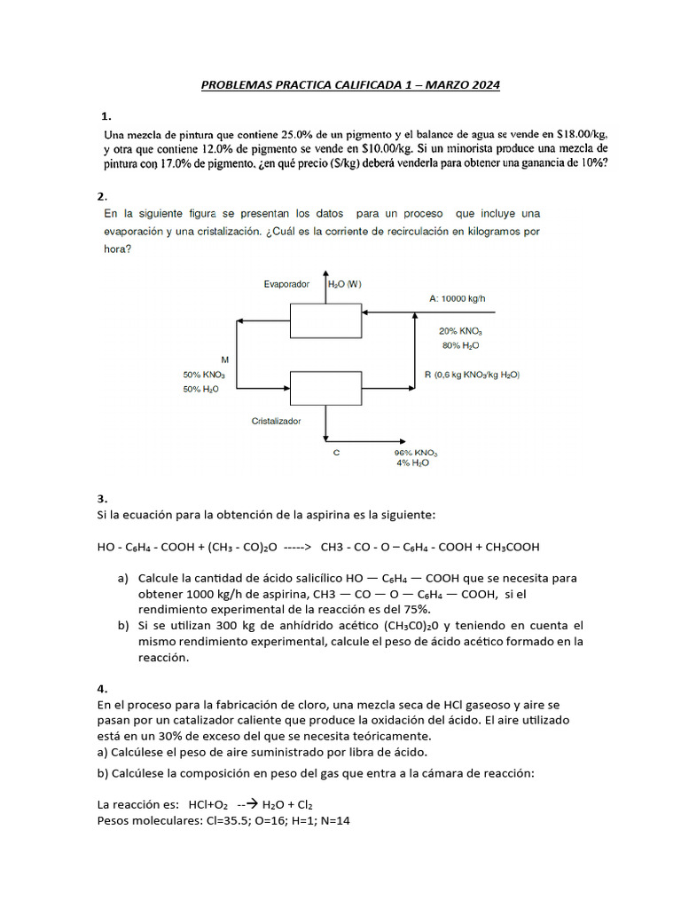 Practica Calificada 1 Ejercicios | PDF