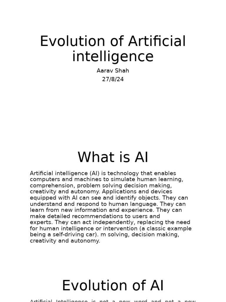 History of Artificial Intelligence Evolution | PDF | Artificial ...