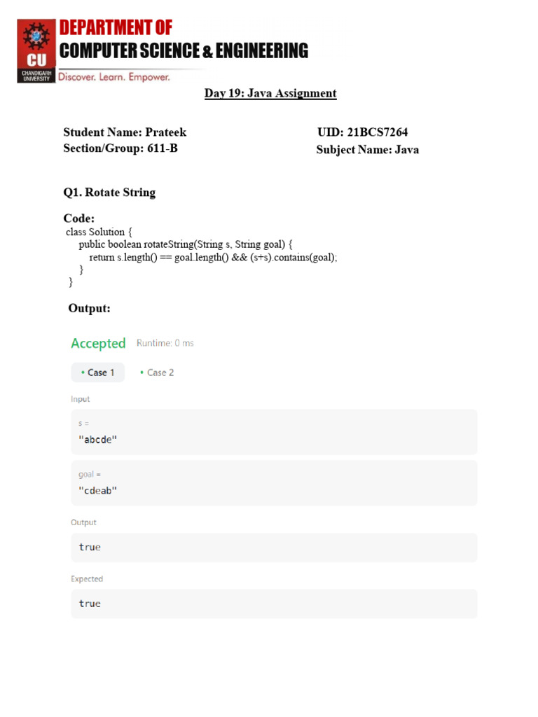 21BCS7264 Prateek Day19 Java | PDF | String (Computer Science) | Computer Programming