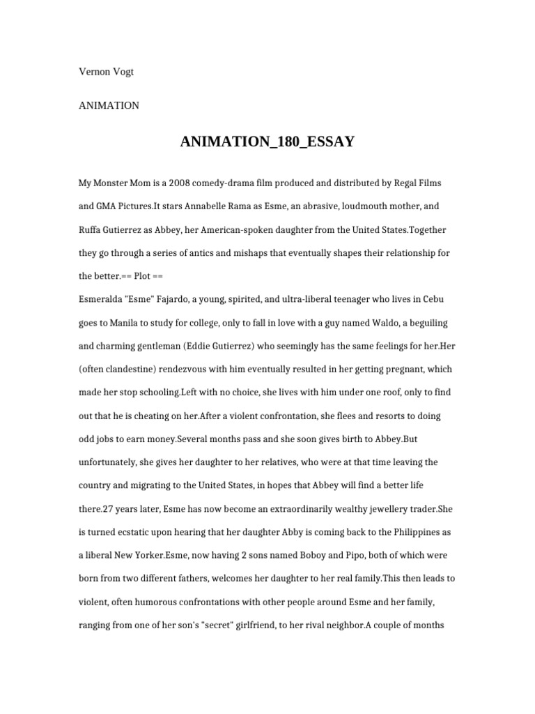 Animation 180 Essay | PDF