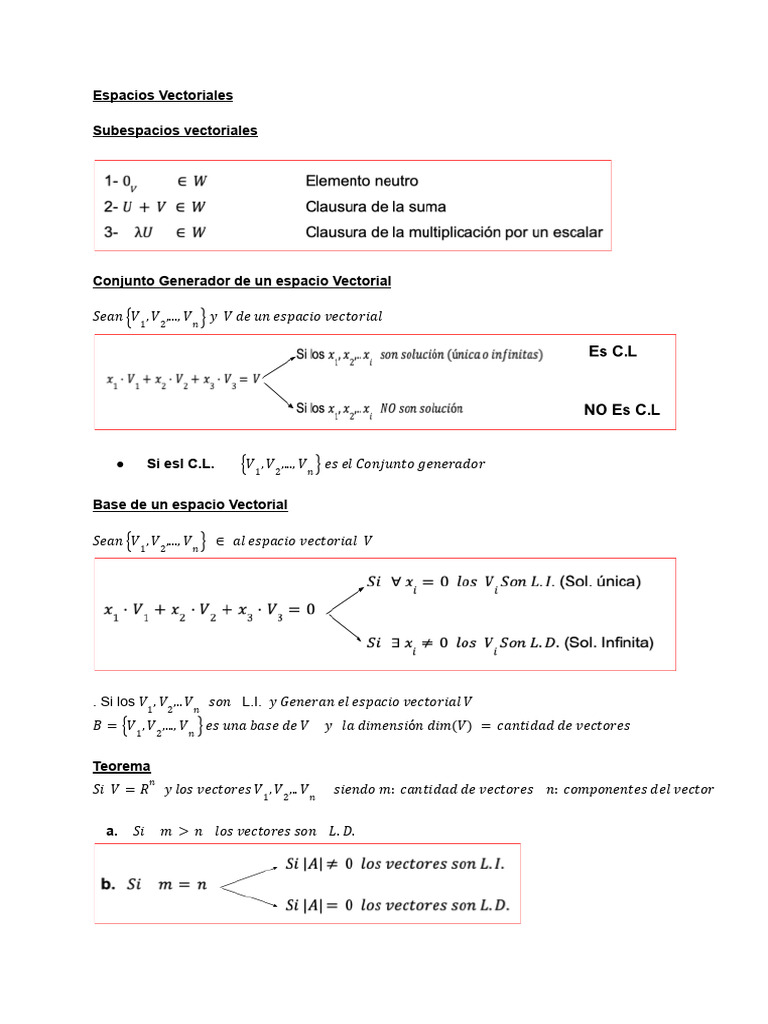 Algebra Matricial Resumen - Unidad 3 | PDF