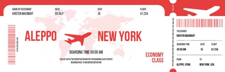 Aleppo International Flight Ticket | PDF