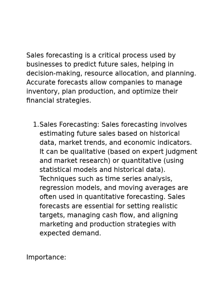 Assignment Sale Forecasting | PDF | Career & Growth