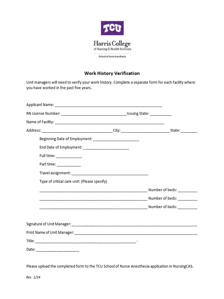 Work History Form | PDF