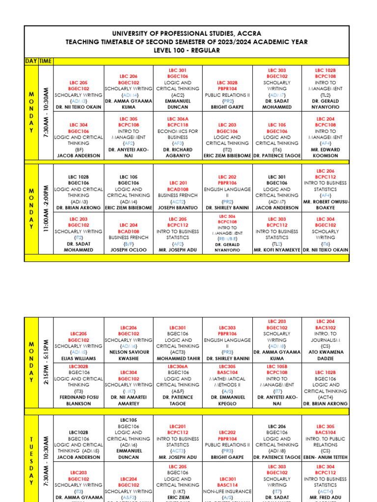 2023/2024 Academic Timetable | PDF | Methodology
