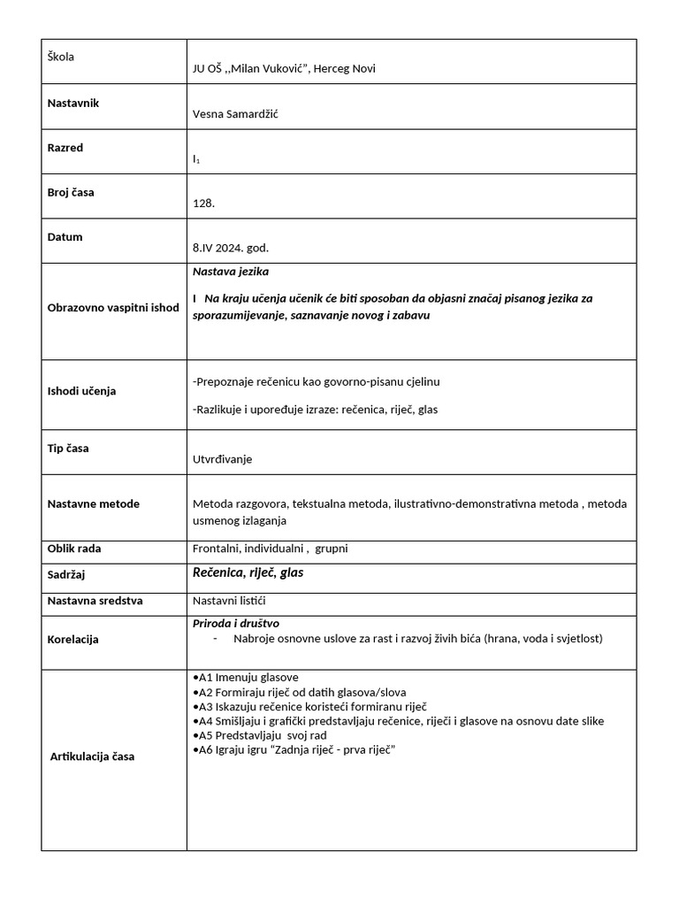 Priprema Za Čas | PDF