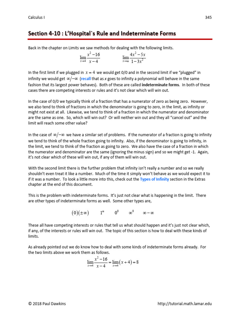 Lecture 9 (L'Hopital's Rule) | PDF | Mathematical Objects ...