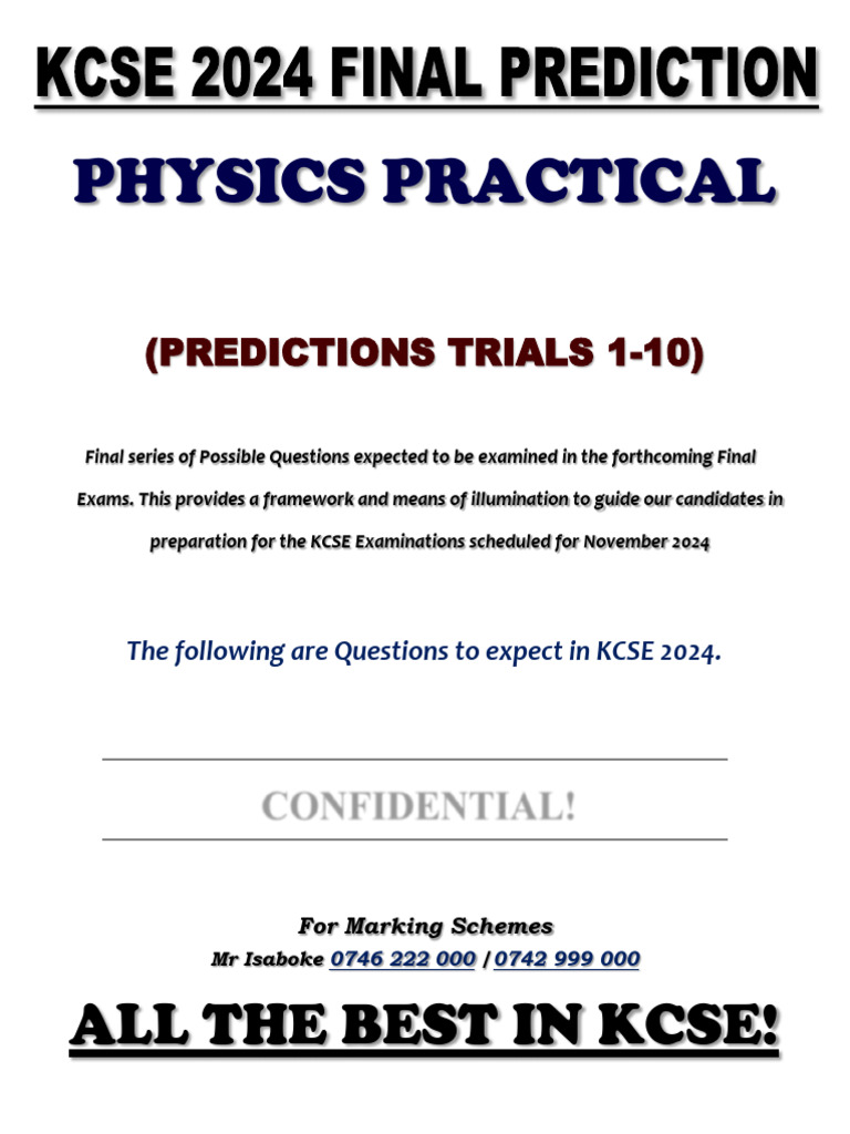 Kcse 2024 Physics Practical Prediction | PDF | Resistor | Voltage
