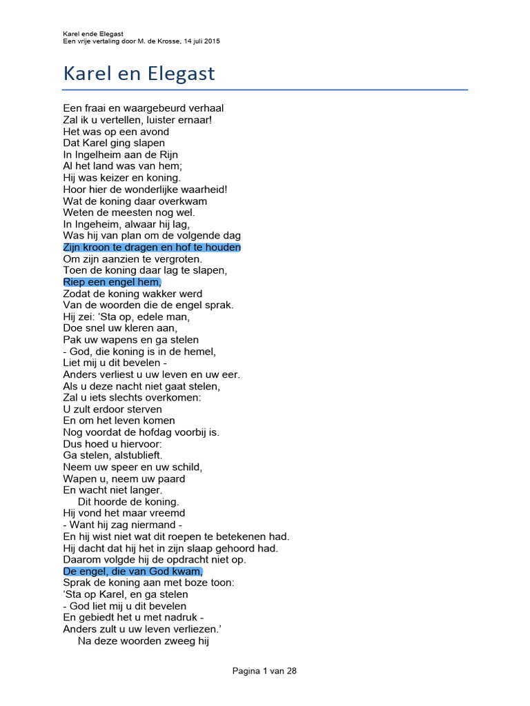 Karel en Elegast (vertaling) | PDF
