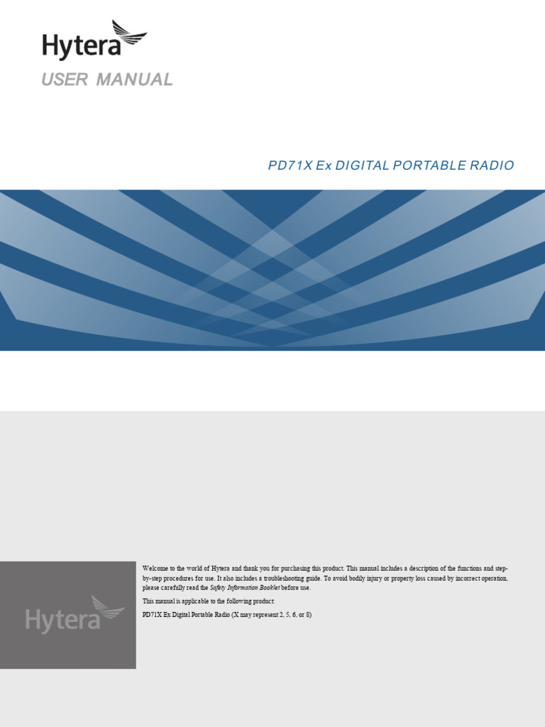 Hytera pd712 Ex Digital Portable Radio User Manual r8.0 Eng | PDF ...