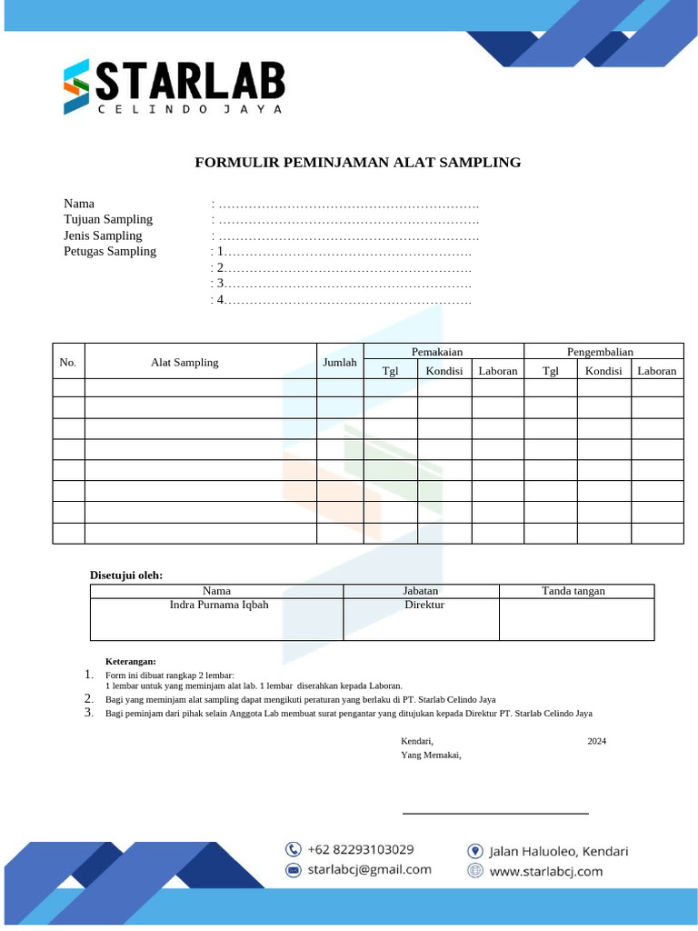 Formulir-Pemakaian Alat Sampling | PDF