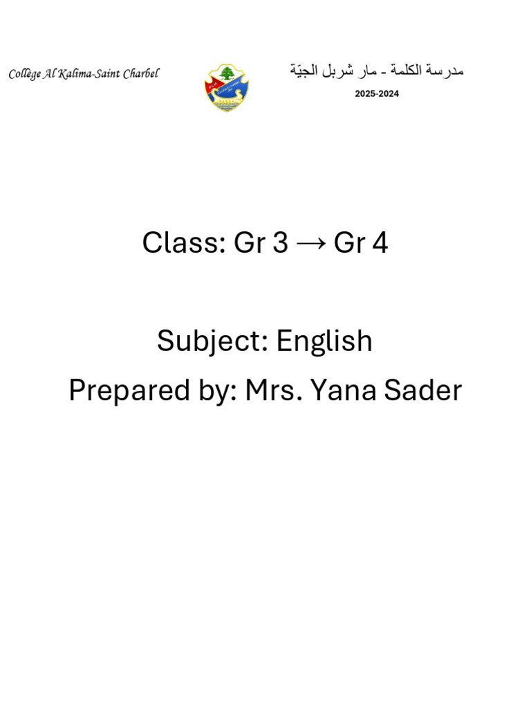 Grade 3-4 Revision sheet | PDF | Verb | Linguistics