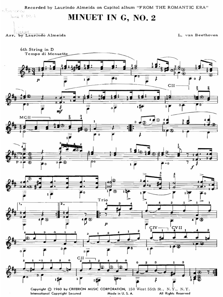 Minuet in G - Beethoven - Almeida | PDF
