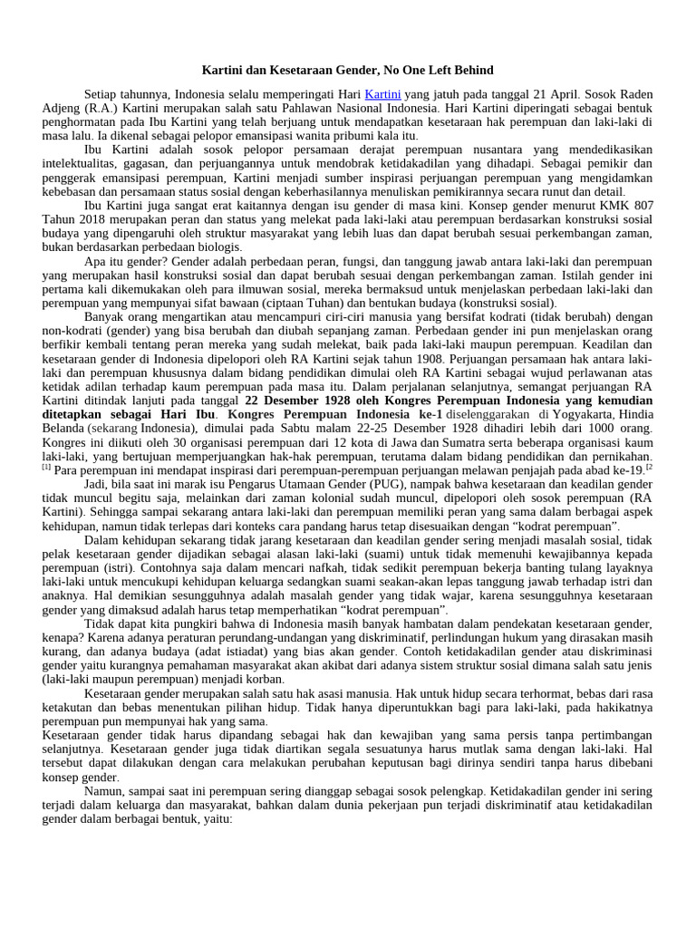 Kartini Dan Kesetaraan Gender 7C | PDF