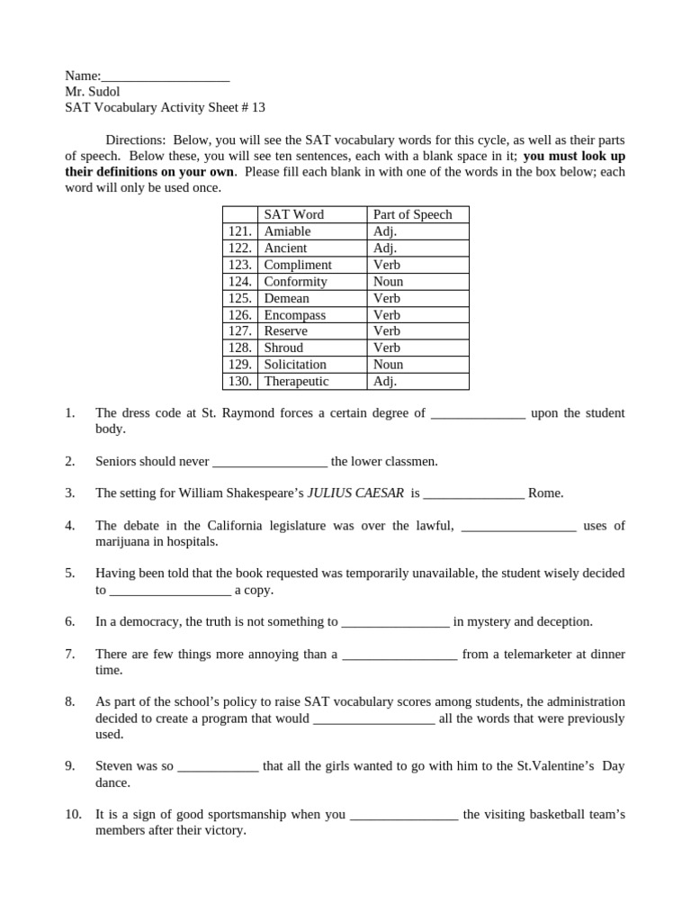 SAT Word List 13 | PDF