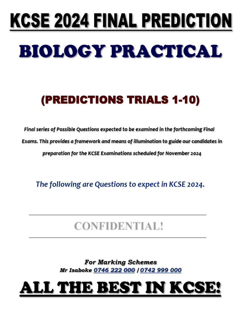 Kcse 2024 Biology Practical Prediction | PDF