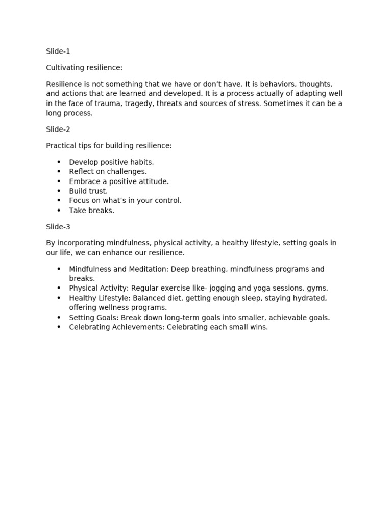Cultivating Resilience | PDF | Self-Improvement | Lifestyle