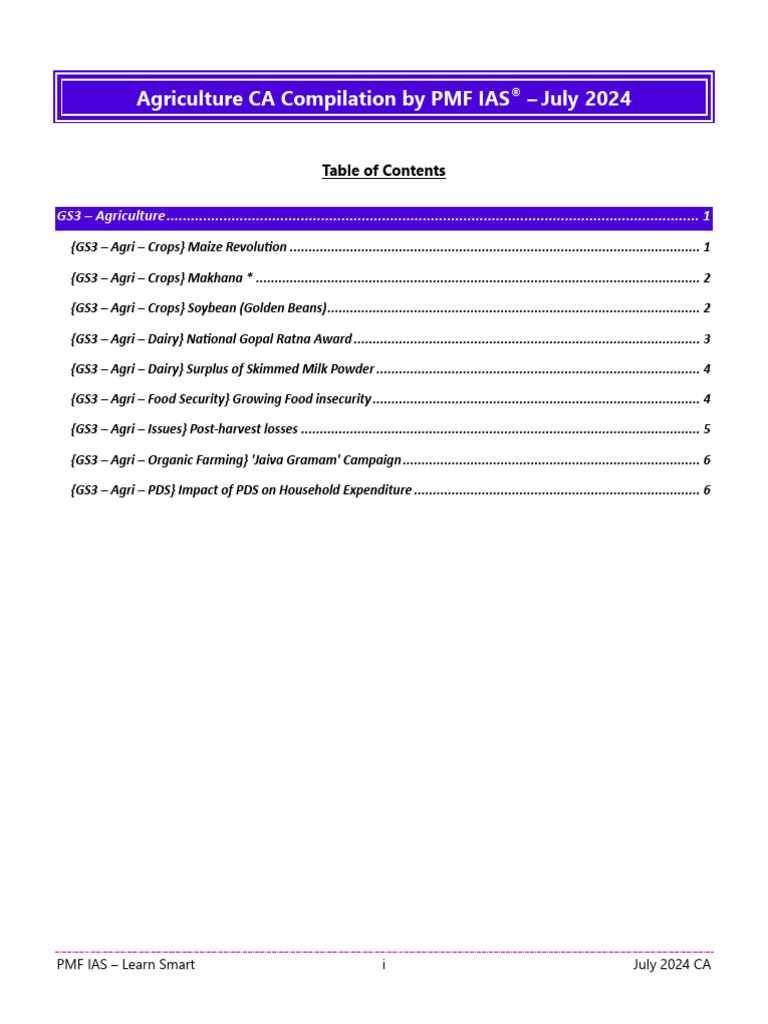 July 2024 Agriculture CA Compilation | PDF | Maize | Agriculture