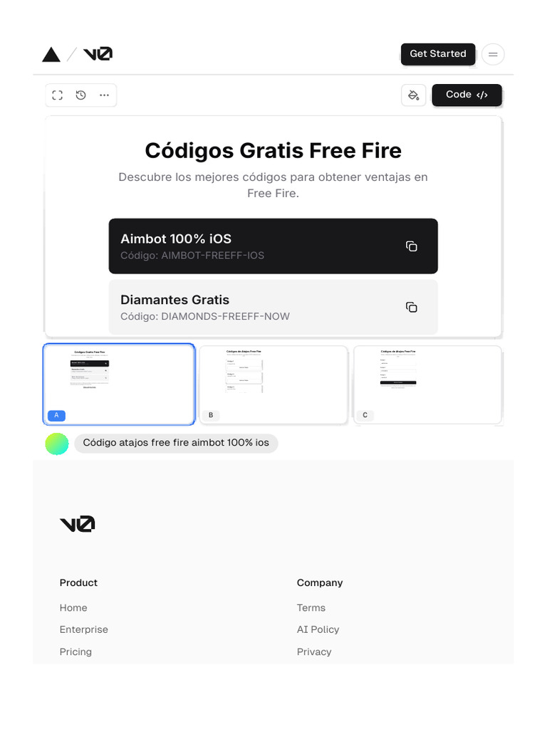 Código Atajos Free Fire Aimbot 100% Ios A Shadcn-Ui and v0 Generation - v0 | PDF | Informática ...