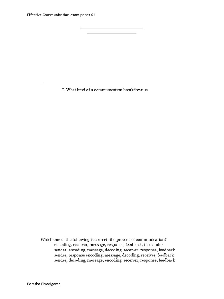 Effective Communication Paper No 01 | PDF | Communication | Nonverbal ...