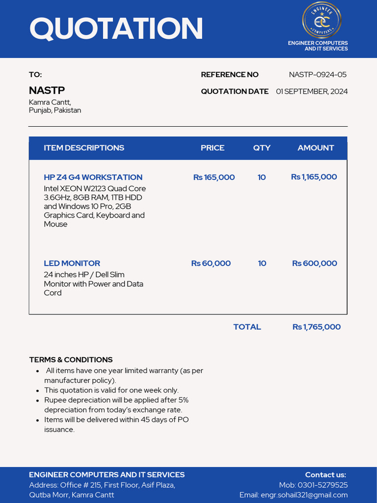 HP Z4 G4 Quote With LEDs | PDF