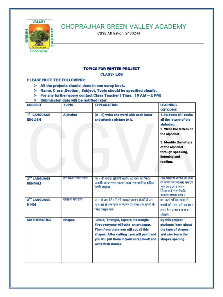 LKG Winter Project Topics Guide | PDF | Human Communication | Linguistics