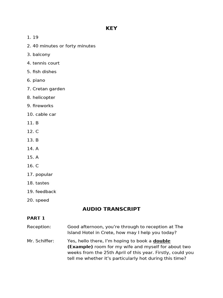 IELTS LISTENING TEST_KEY & TRANSCRIPT | PDF | Barter