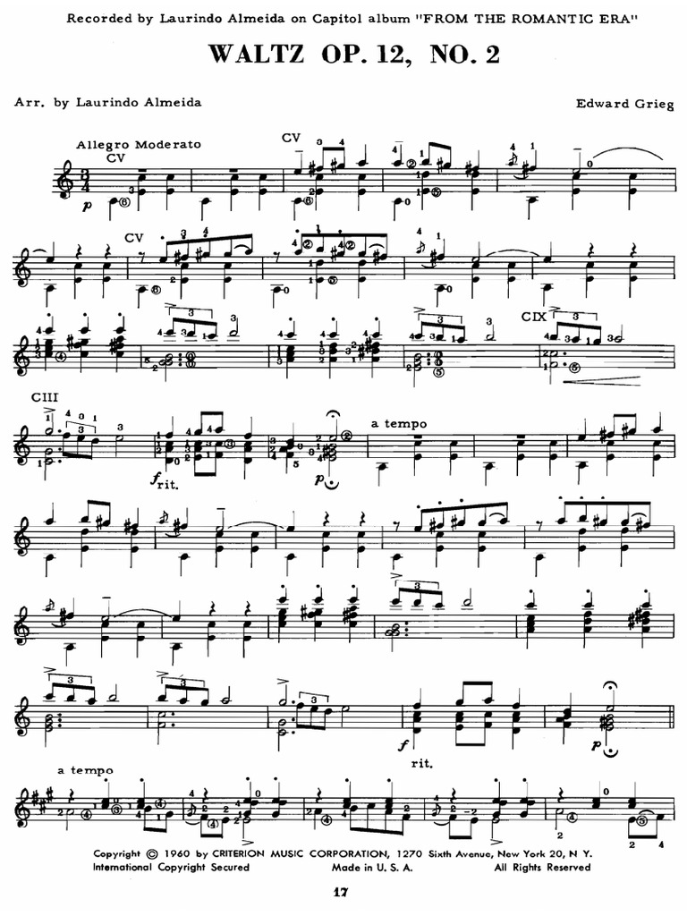 Waltz Op12 No2 - Grieg - Almeida | PDF