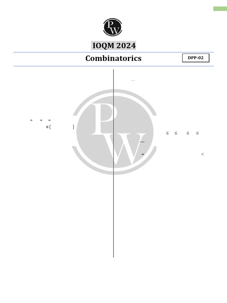 Combinatorics _ DPP 02 __ IOQM 2024 | PDF | Numbers | Elementary Mathematics