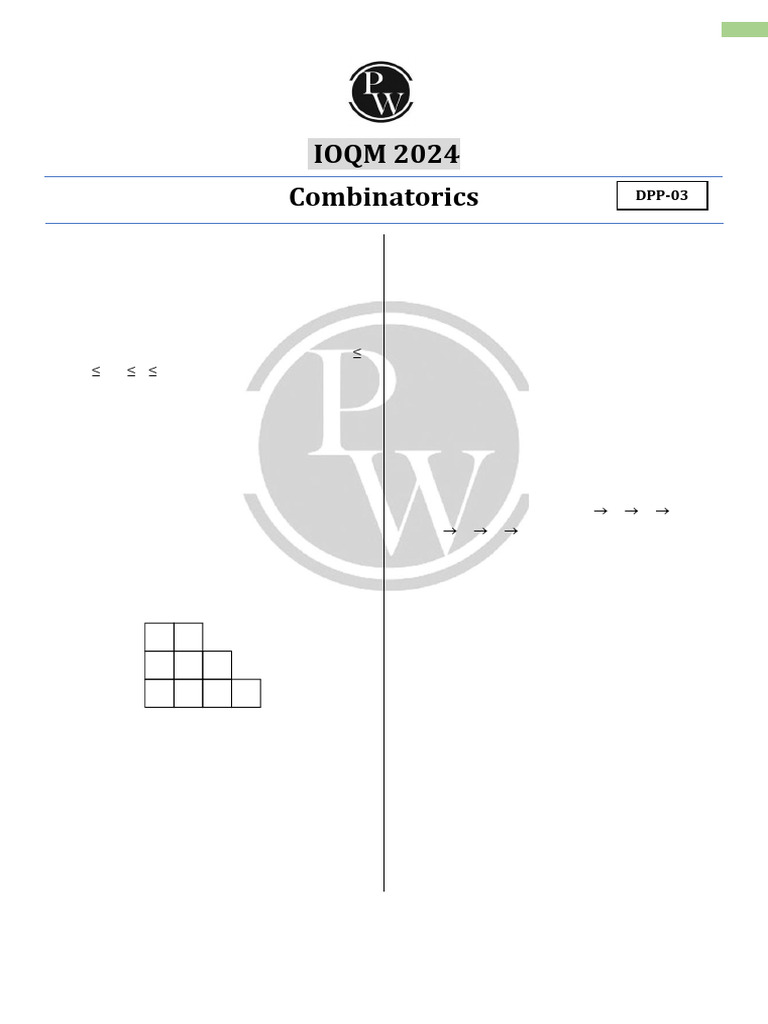 Combinatorics - DPP 03 - IOQM 2024 | PDF | Arithmetic | Discrete Mathematics