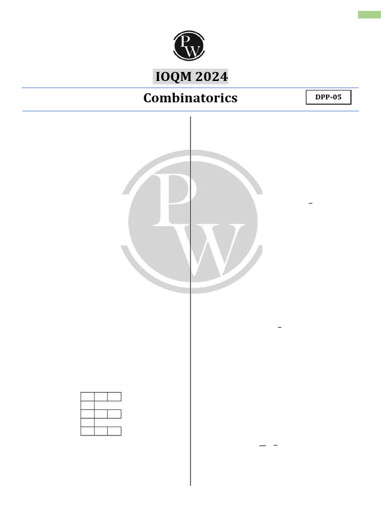 Combinatorics - DPP 05 - IOQM 2024 | PDF | Linguistics | Languages