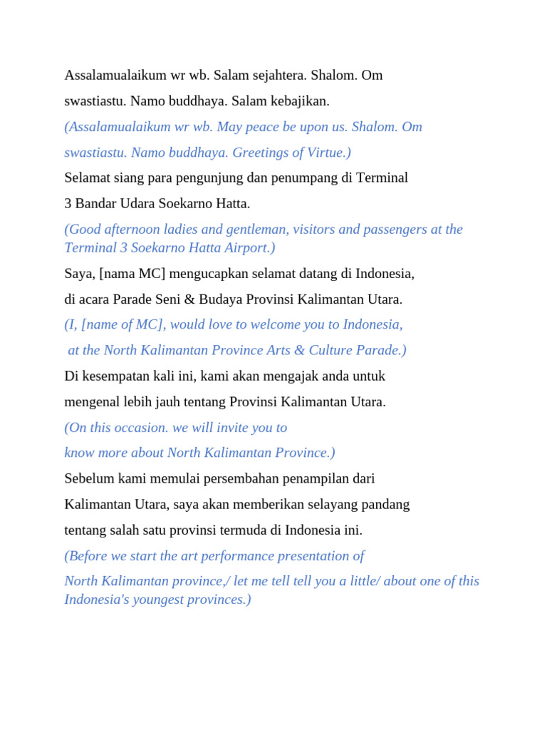 Teks MC Translated 2 | PDF | Kajian Bahasa Asing