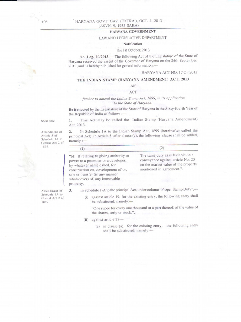 The Indian Stamp Act Amendment | PDF