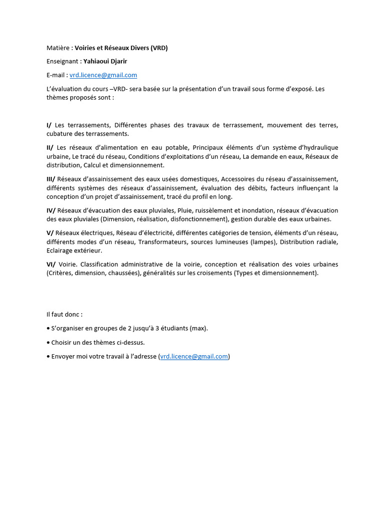 Introduction aux VRD pour étudiants | PDF