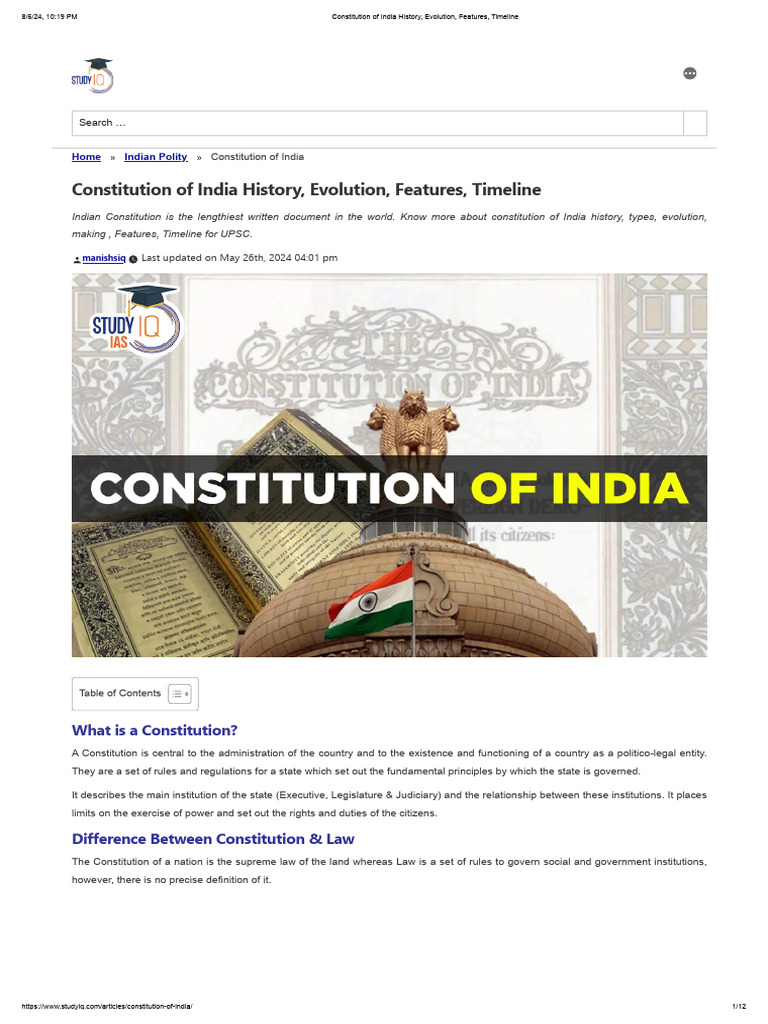 Evolution of the Indian Constitution | PDF | Constitution | Rule Of Law