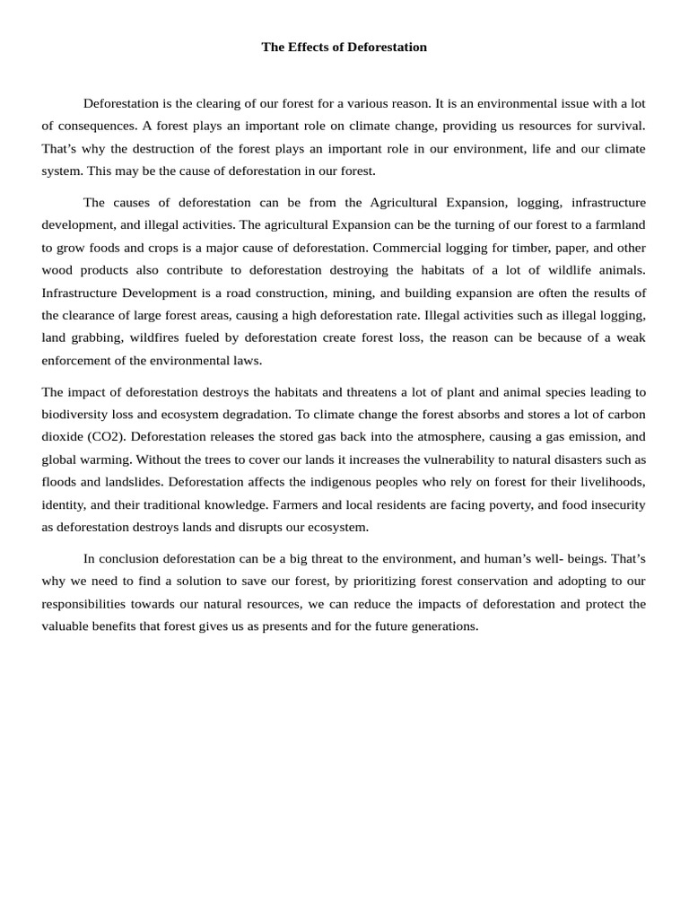 Impact and Causes of Deforestation | PDF