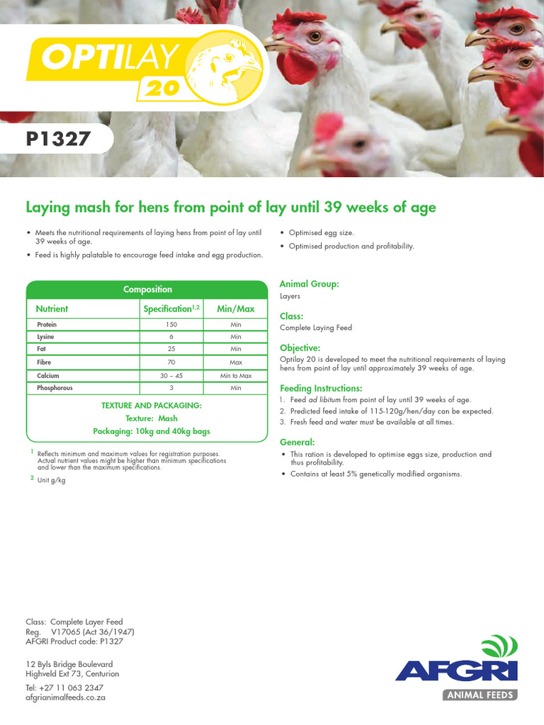 2019 08 P1327 Optilay 20 Info Sheet Eng | PDF | Nutrition | Diet & Nutrition