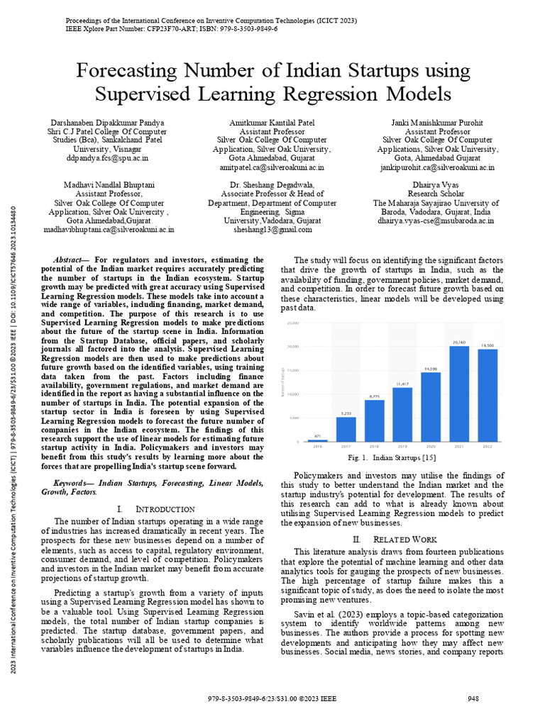 Predicting Indian Startup Growth | PDF | Regression Analysis | Machine Learning