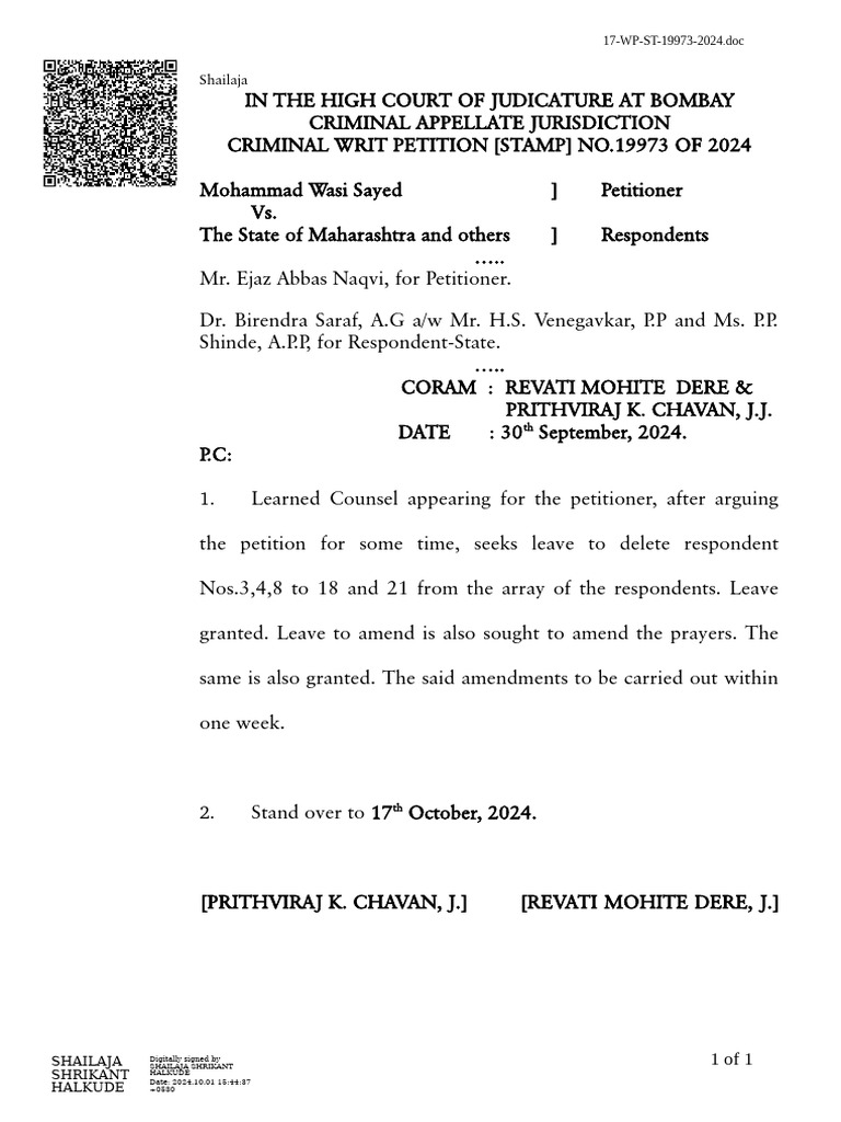 Bombay High Court Criminal Writ Petition | PDF