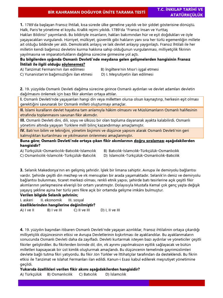 T.C.inkilap-test-1 | PDF