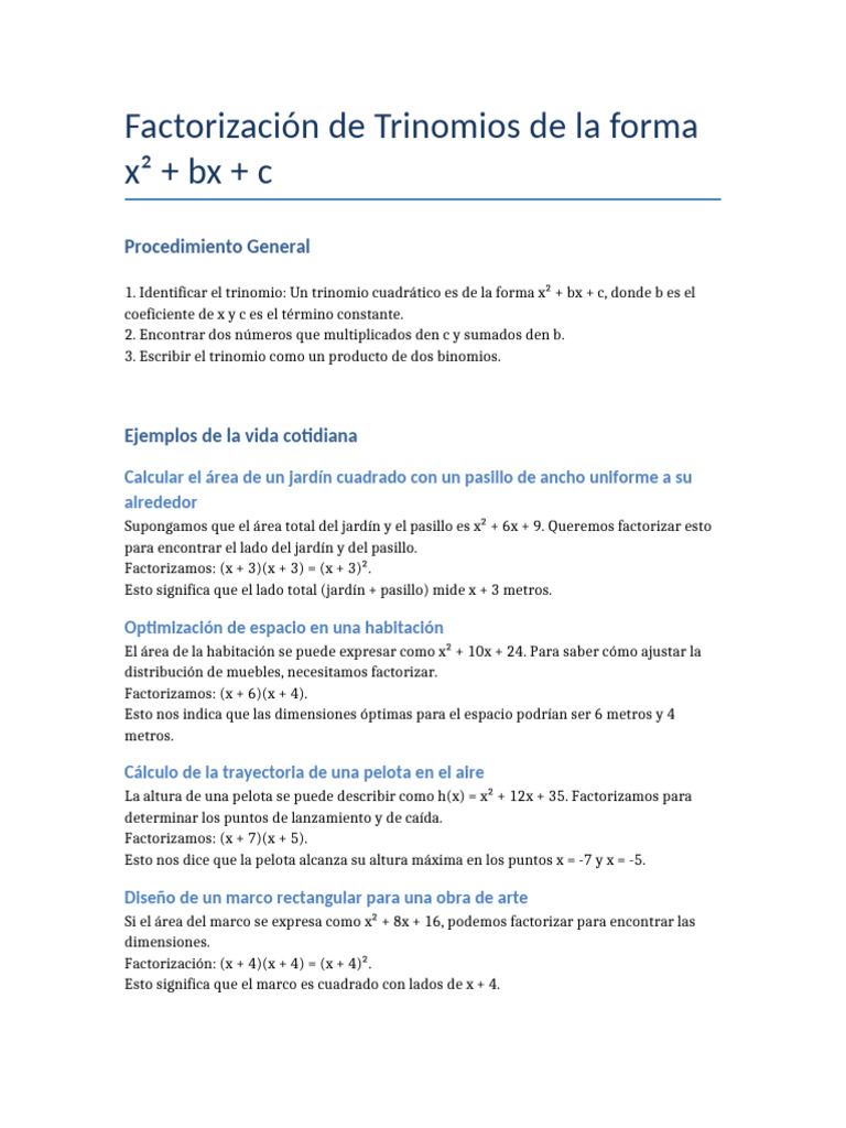 Factorizacion de Trinomios | PDF | Factorización | Matemáticas