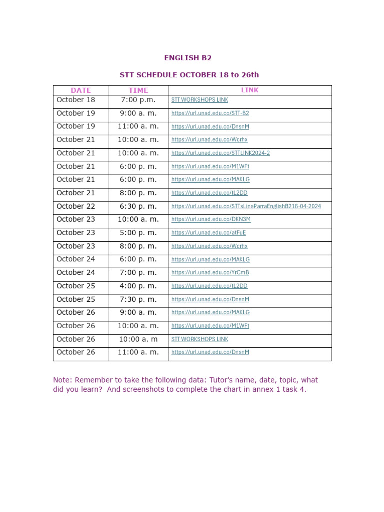 Stt Schedule(2) | PDF