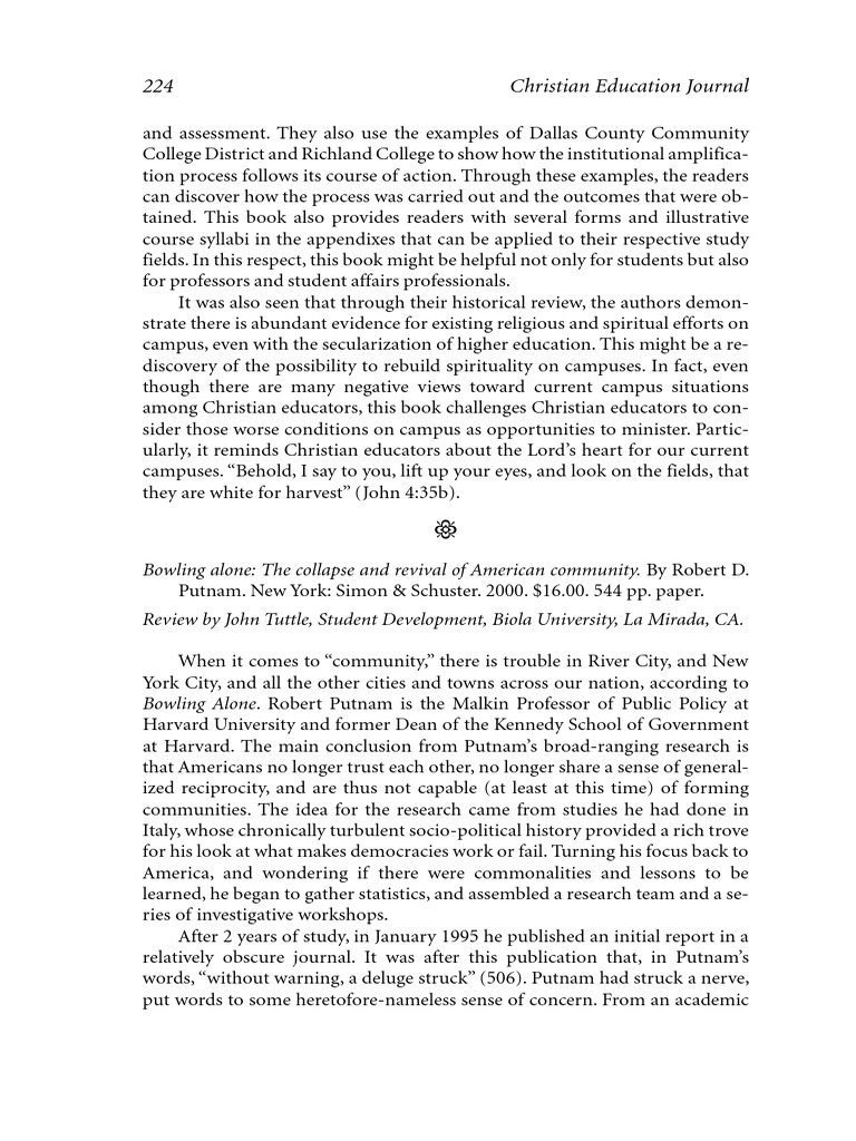 Putnam book review | PDF | Social Capital | Social Psychology